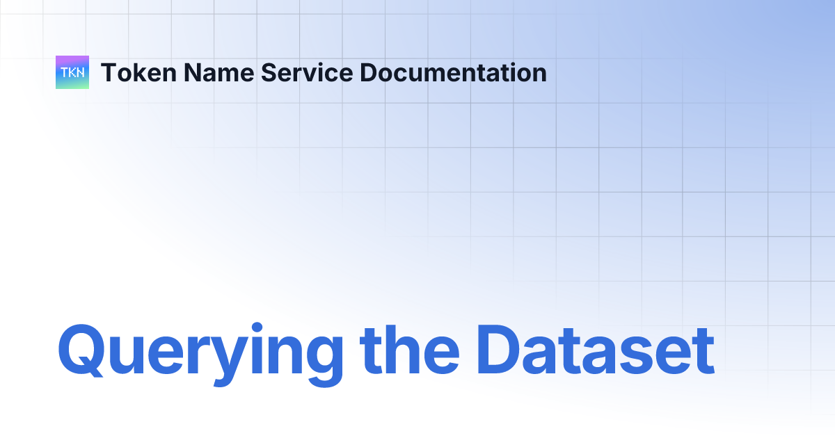 Querying the Dataset | Token Name Service Documentation